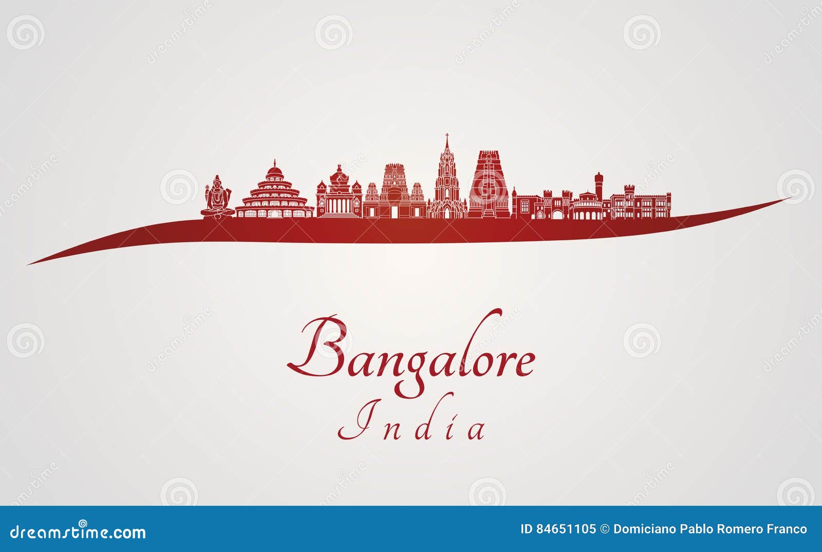 Bangalore skyline in red stock vector. Illustration of asia - 84651105