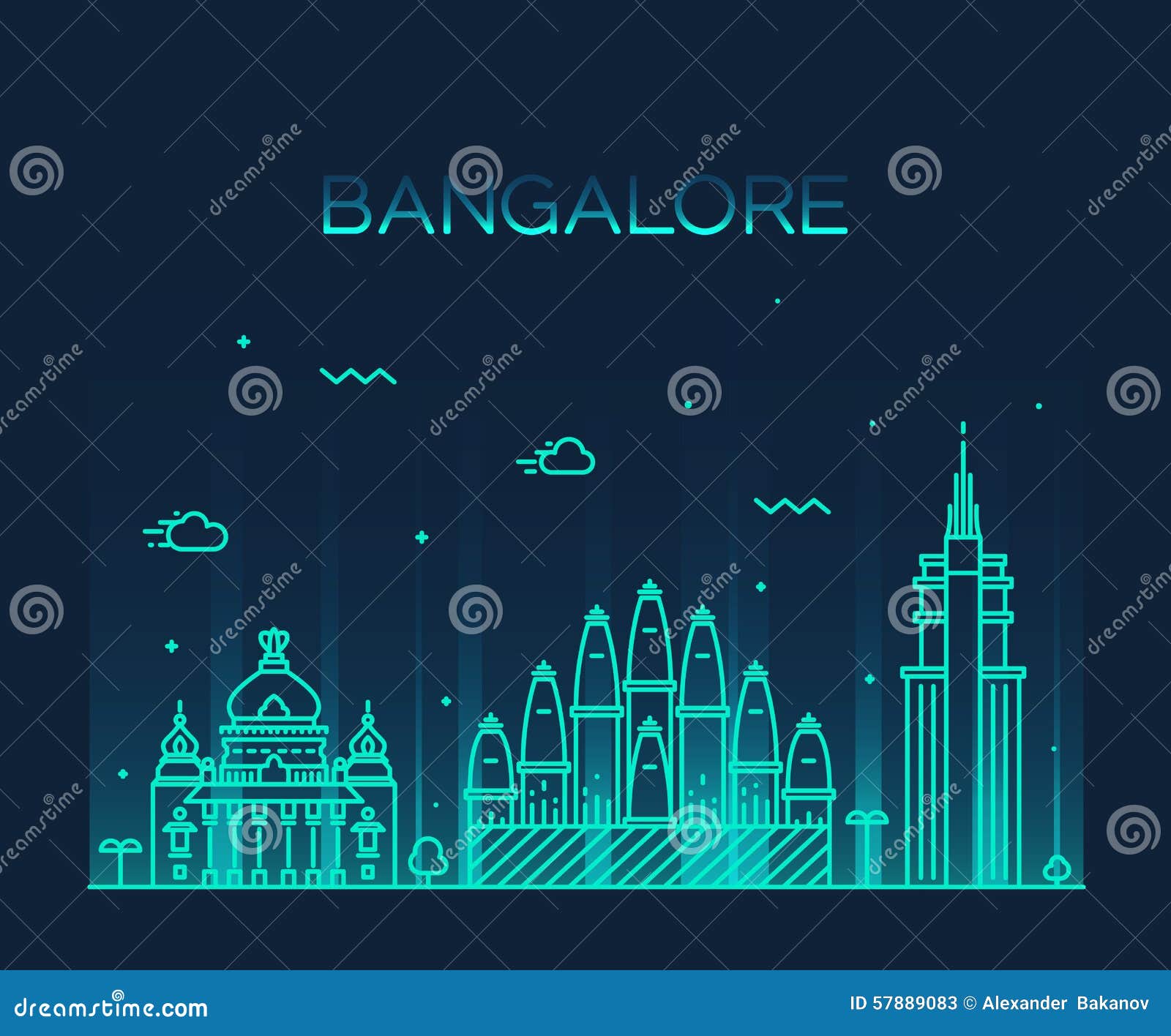 Bangalore-Skylinevektorillustration Linear Vektor Abbildung ...