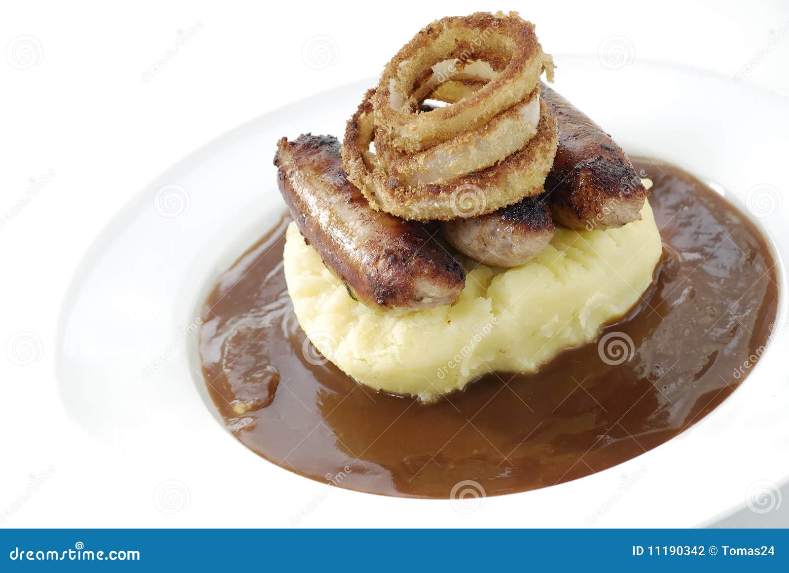 Bangers and mash stock photo. Image of onion, food, dinner - 11190342