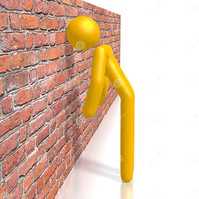 Yellow Cartoon Character Banging Head Against the Wall - 3D ...