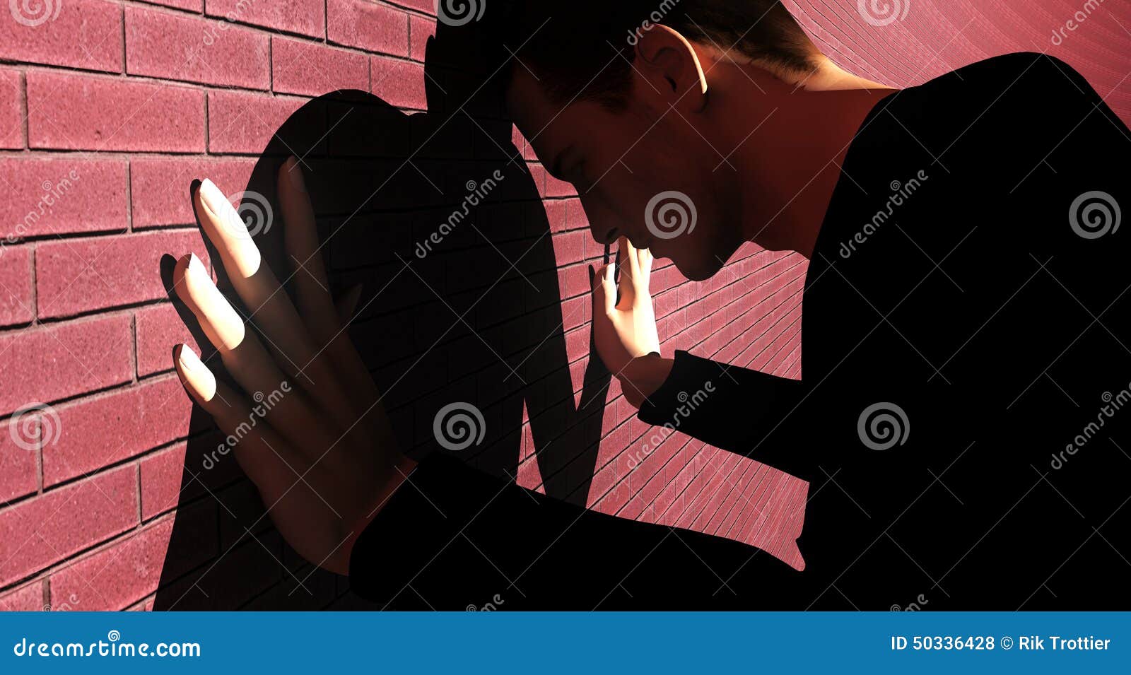 Man with Head Against a Wall Stock Illustration - Illustration of brick ...