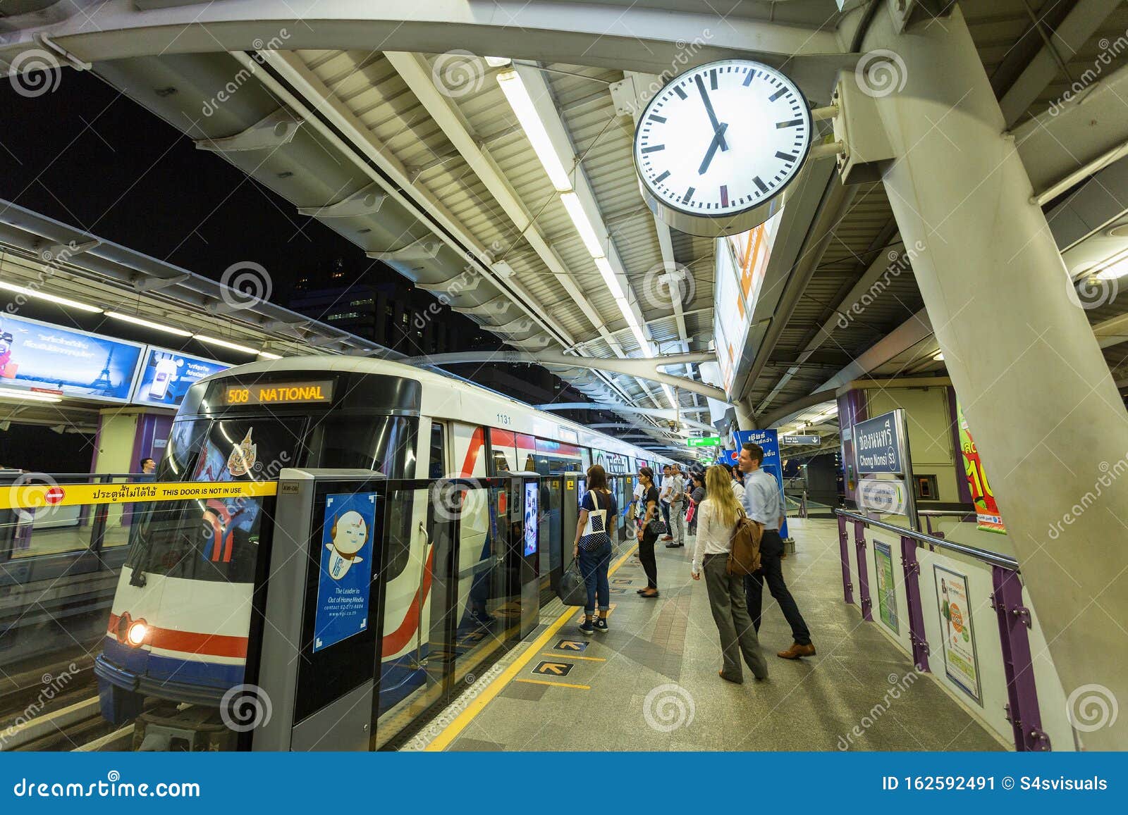 Bangkok, BTS Railroad Station at Night Editorial Photo - Image of asia ...