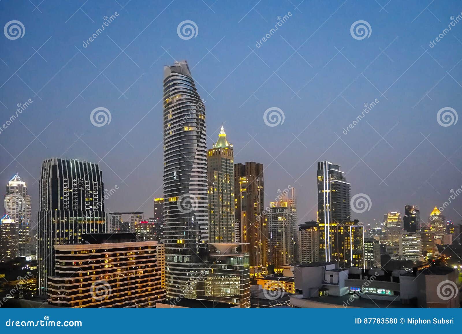 Bangkok Building Rooftop Night View Stock Photo - Image of rooftop ...