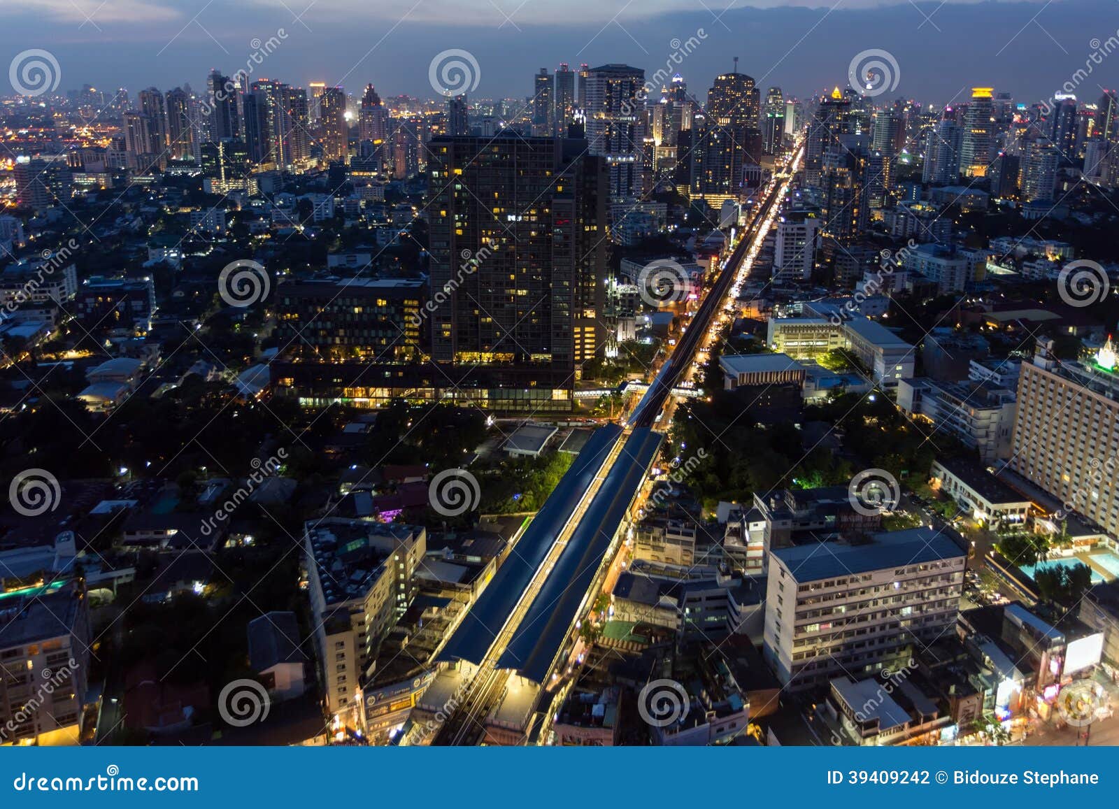 Bangkok City Center at Night Stock Photo - Image of night, architecture ...