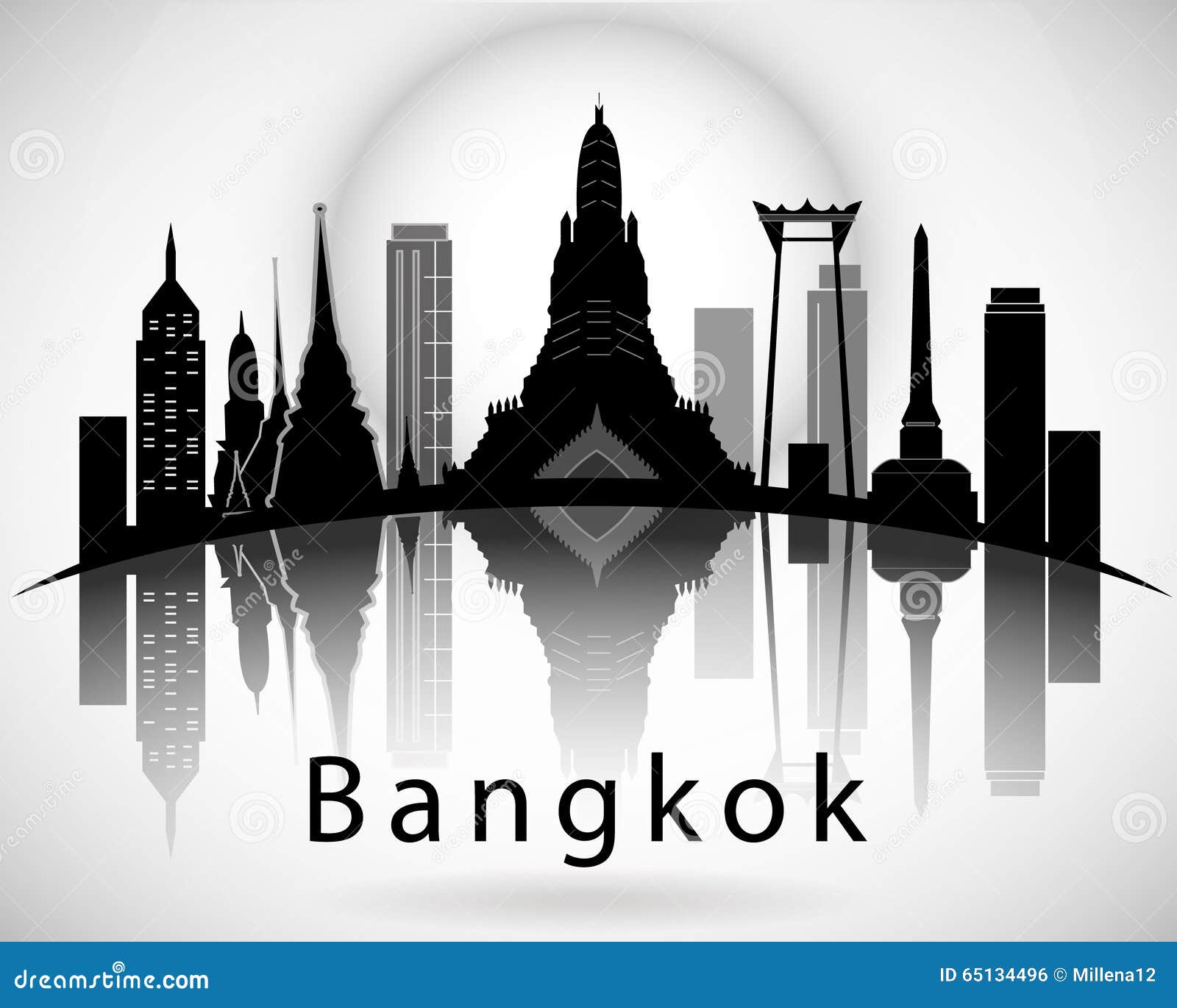 Bangkok City Skyline stock vector. Illustration of arun - 65134496