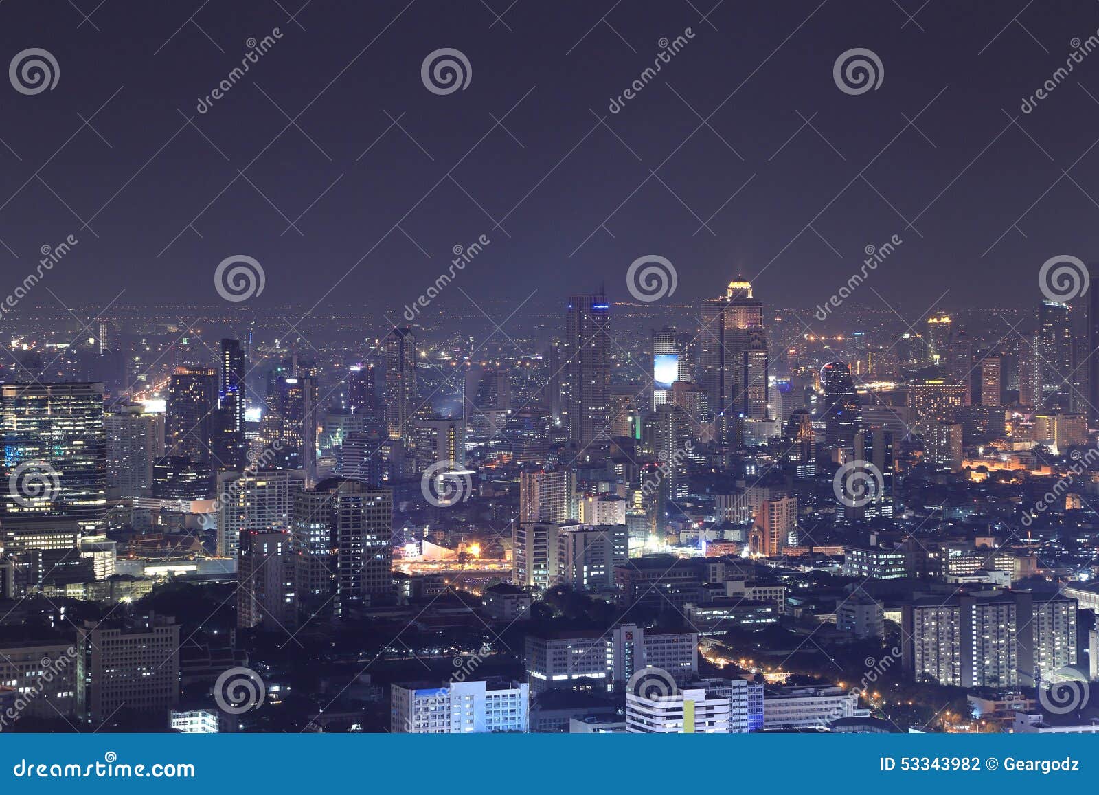 Bangkok City Top View at Night Stock Photo - Image of dark, building ...