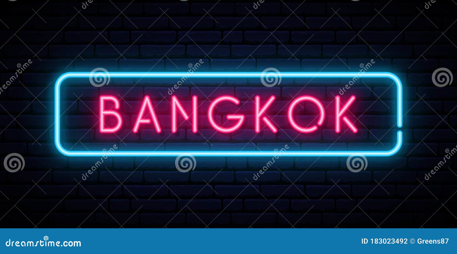 Bangkok Neon Sign. Bright Light Signboard Stock Vector - Illustration ...