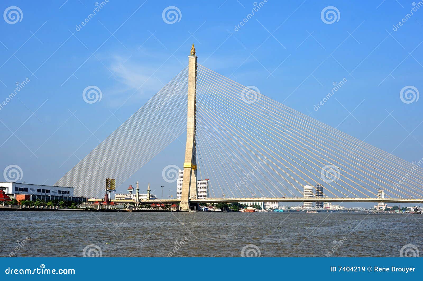 In Bangkok the Rama Ix Bridge Stock Image - Image of river, suspension ...