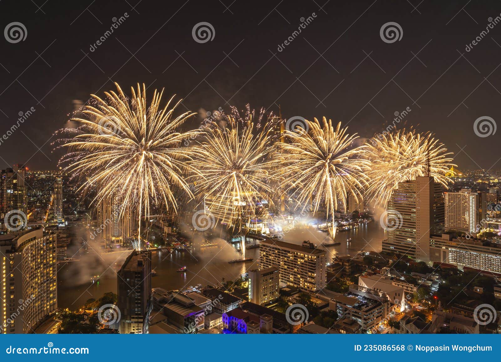 Bangkok Thailand, Fireworks Countdown Celebration, Colorful New Year ...