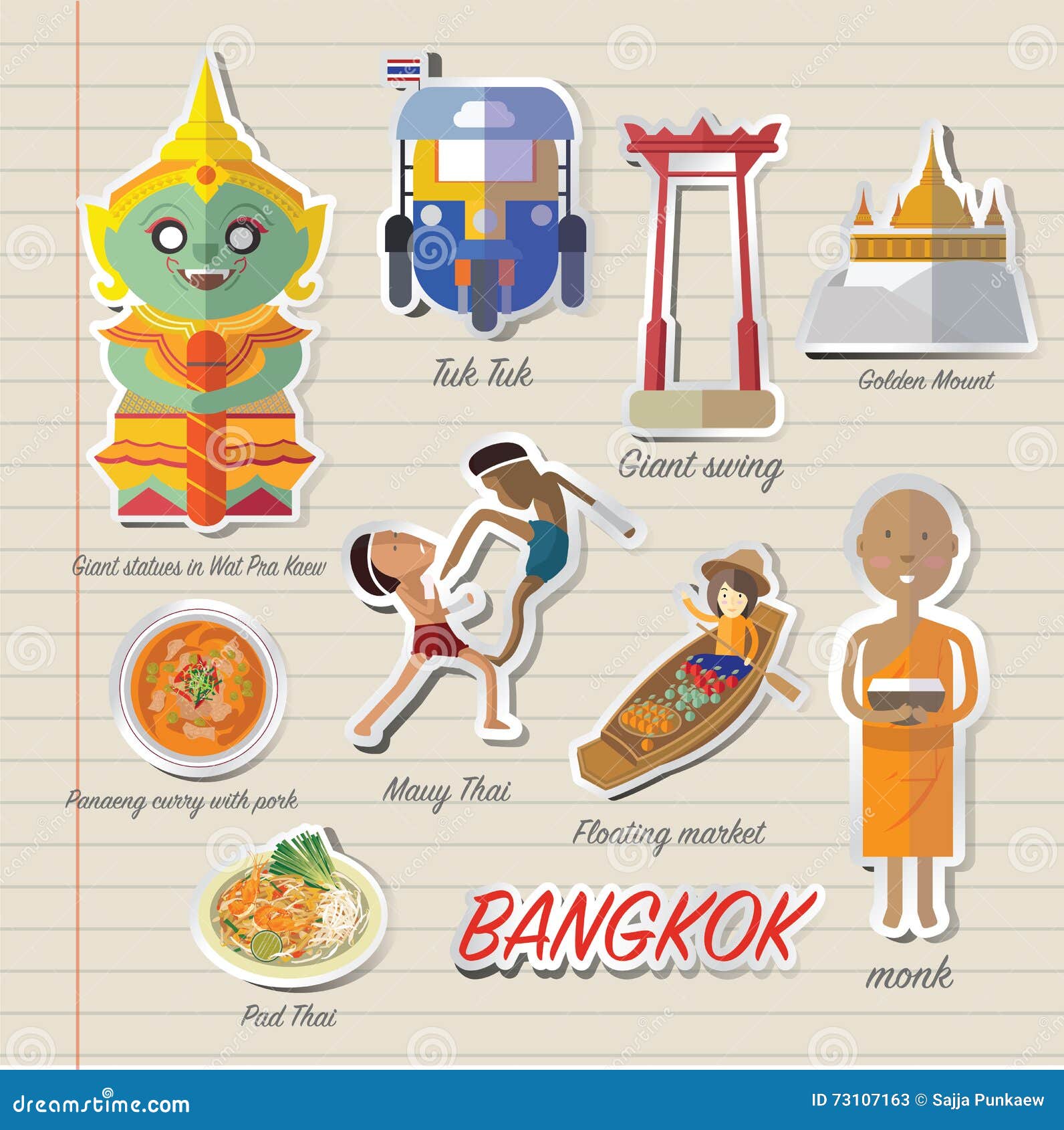 Bangkok Thailand Icon and Travel Stock Vector - Illustration of tour ...