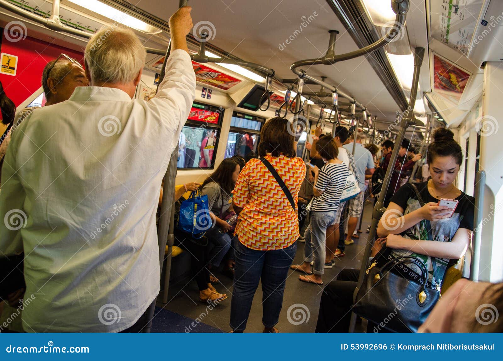 Bangkok, Thailand: Inside of BTS Skytrain Car Editorial Photo - Image ...