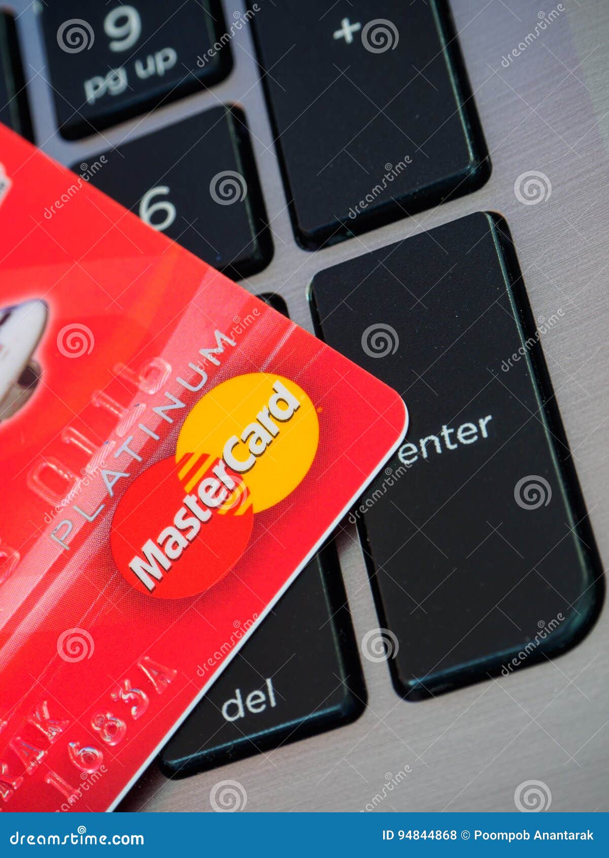 Bangkok, Thailand - Jun 23, 2016 Red Credit Card with MasterCard Logo ...