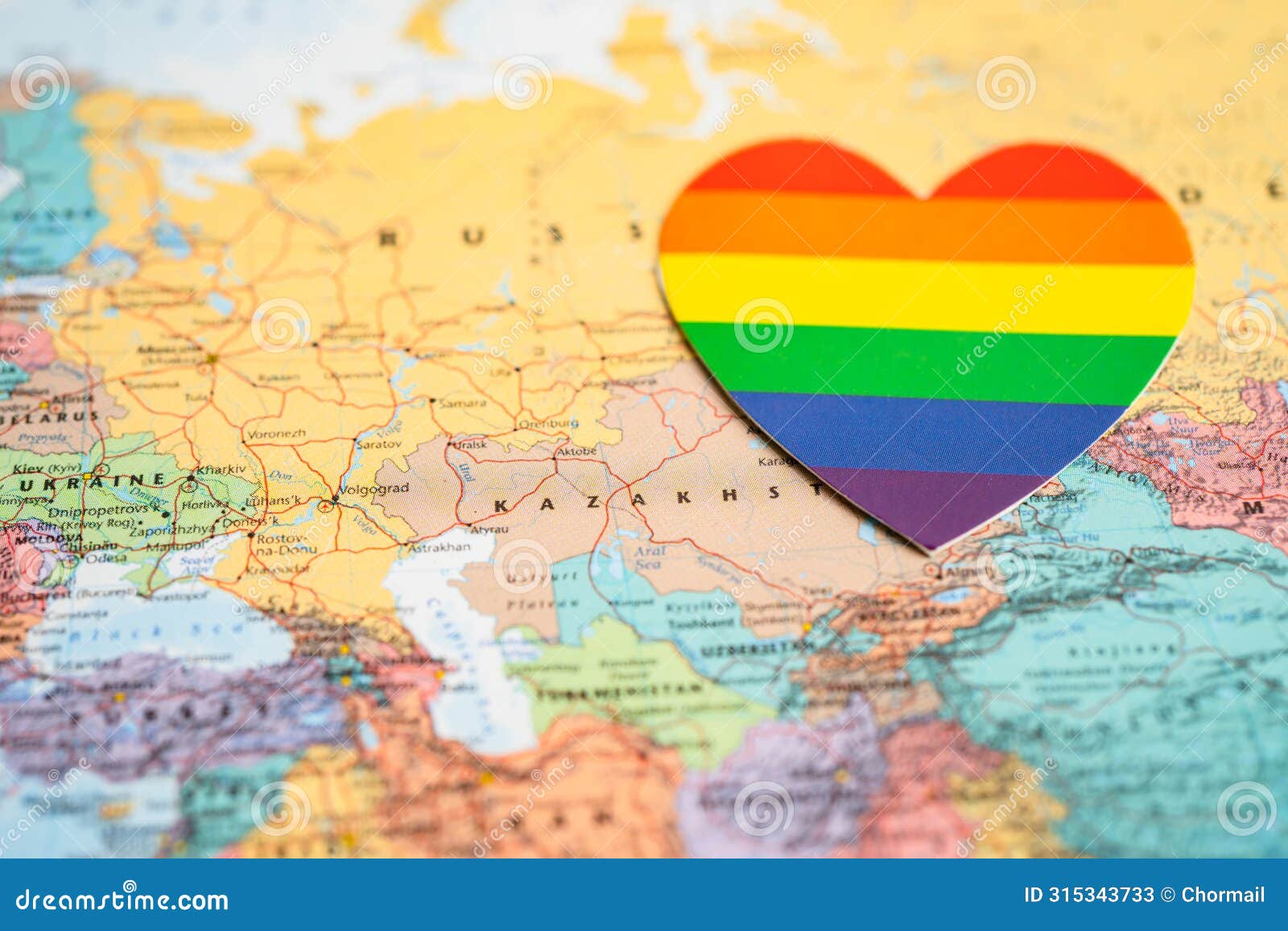 Bangkok Thailand June 1 2022 Rainbow Color Heart On Russia Globe