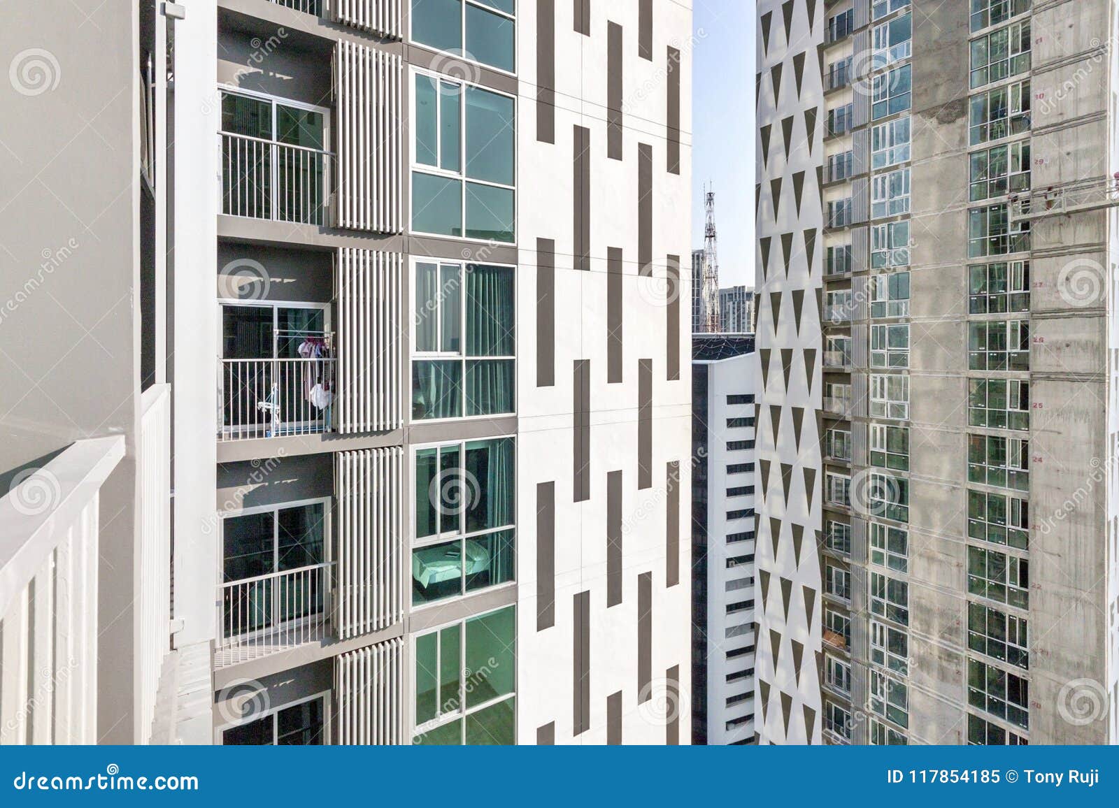 Generic Building and Blue Sky in Downtown Stock Image - Image of ...