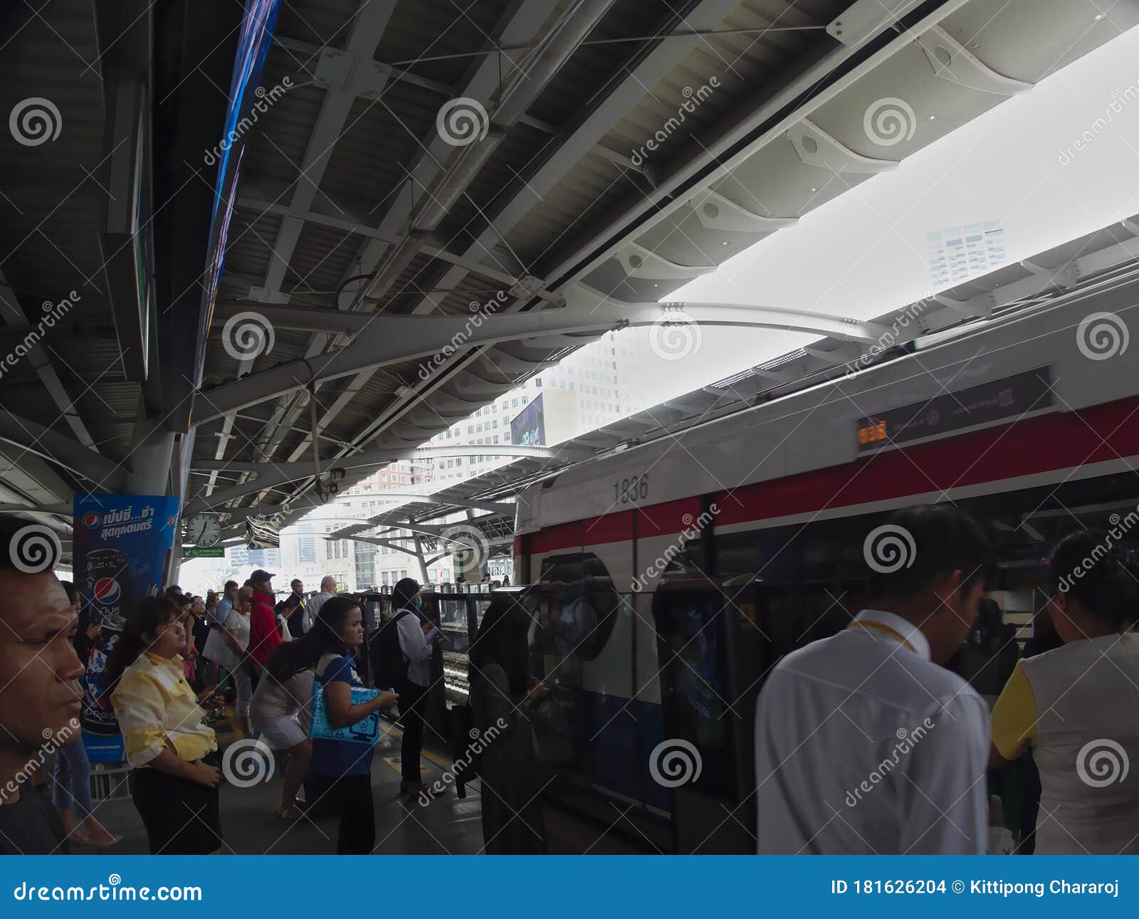 BANGKOK THAILAND-13 MAY 2019:BTS Asoke Station.on BANGKOK THAILAND-13 ...