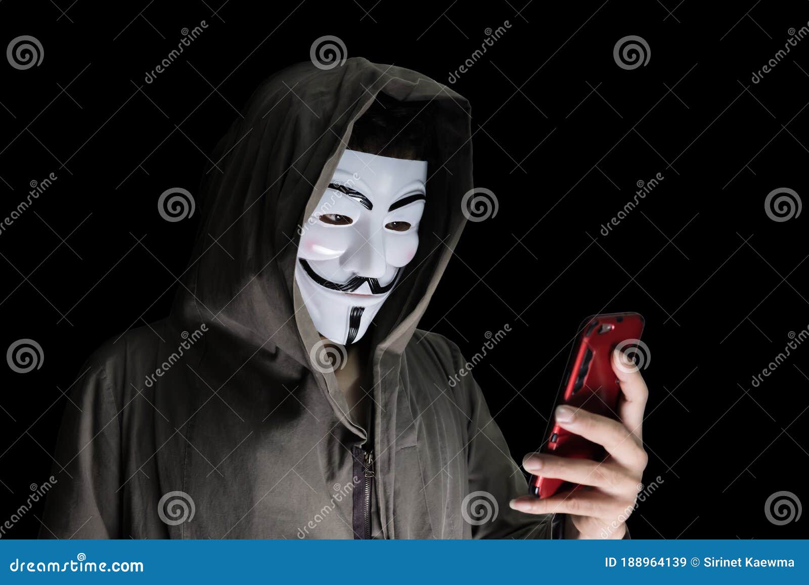 Bangkok, Thailand - May 6, 2018 : a Hacker Wears a Mask Wearing a Robe ...