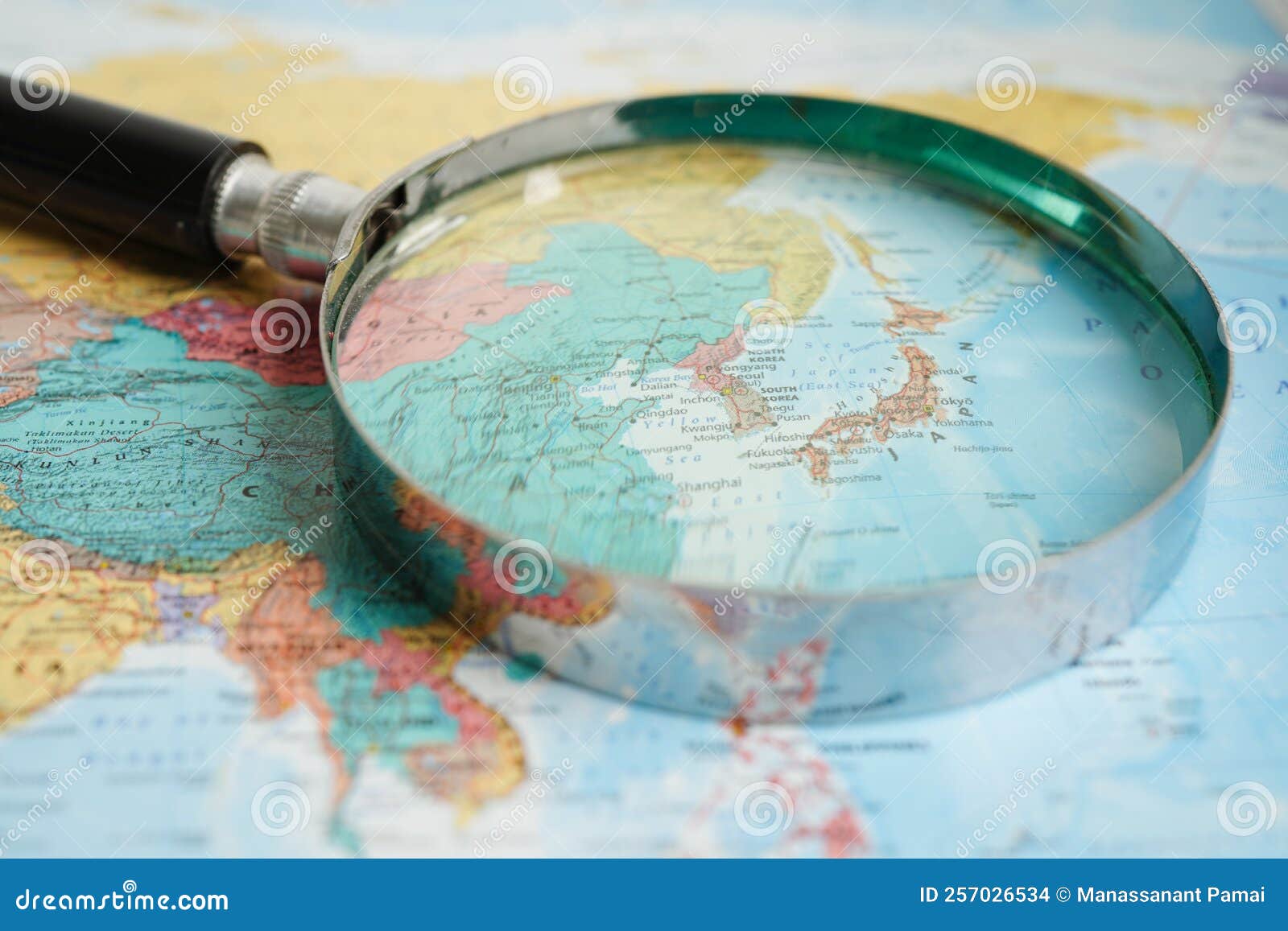 Bangkok, Thailand - May 15, 2022 Magnifying Glass on World Map Stock ...