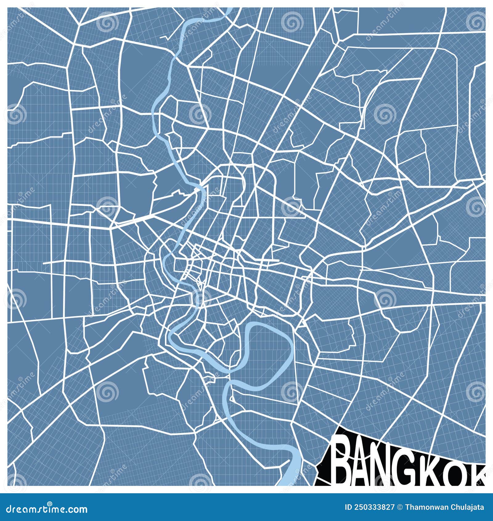 Bangkok Thailand Street Art Map Stock Vector - Illustration of highways ...