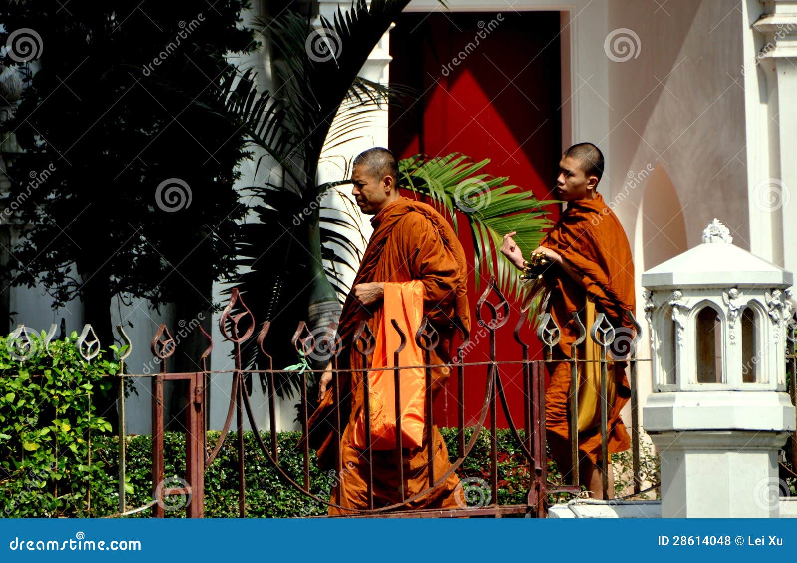 Bangkok, Thailand: Two Monks at Temple Editorial Stock Photo - Image of ...
