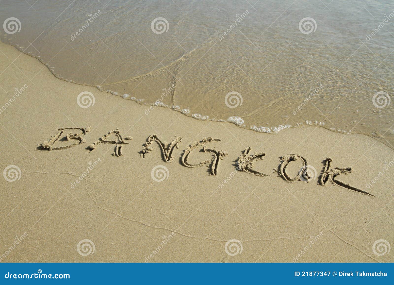 Bangkok word on the beach stock image. Image of horizon - 21877347