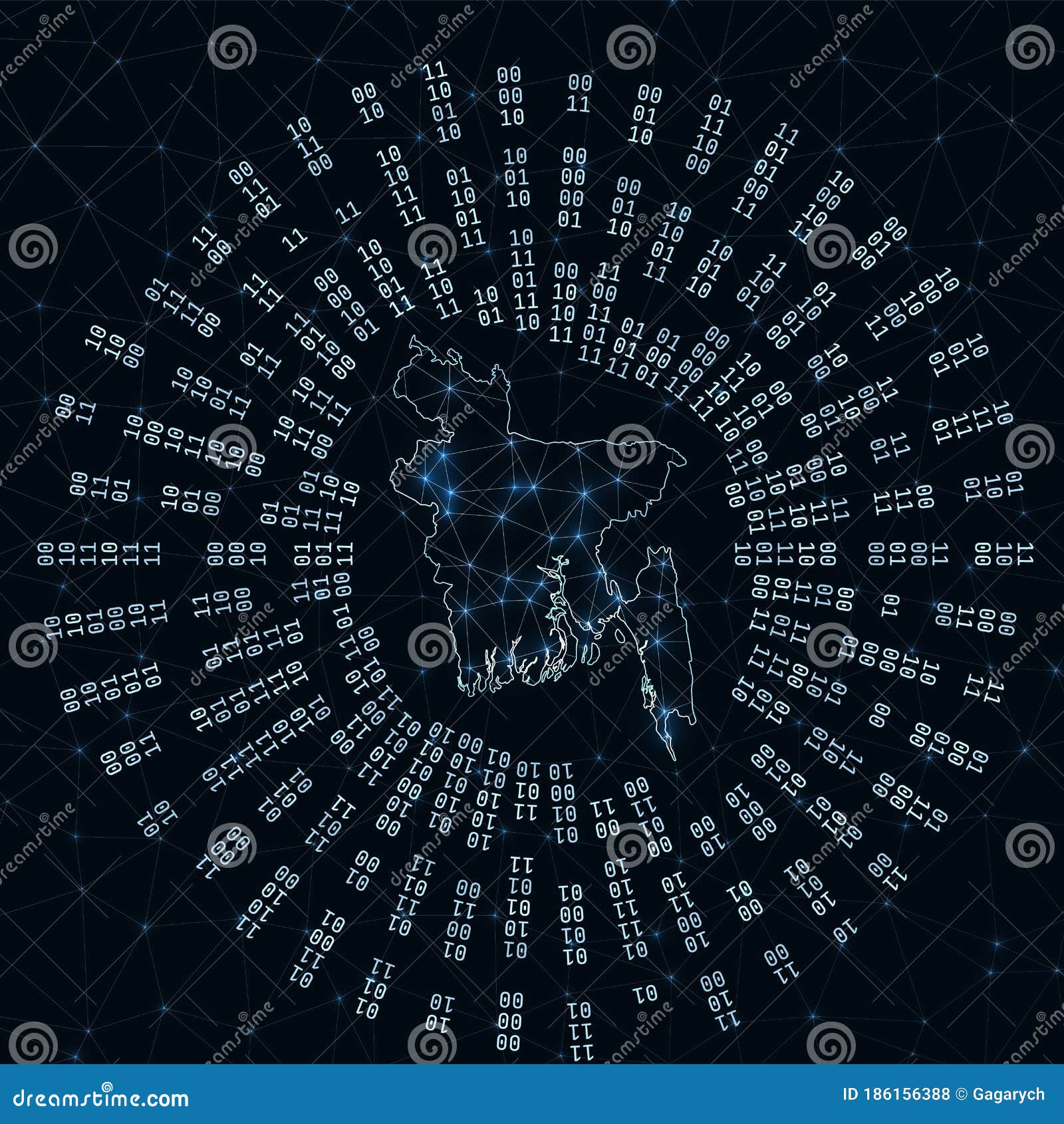 Bangladesh digital map. stock vector. Illustration of connected - 186156388