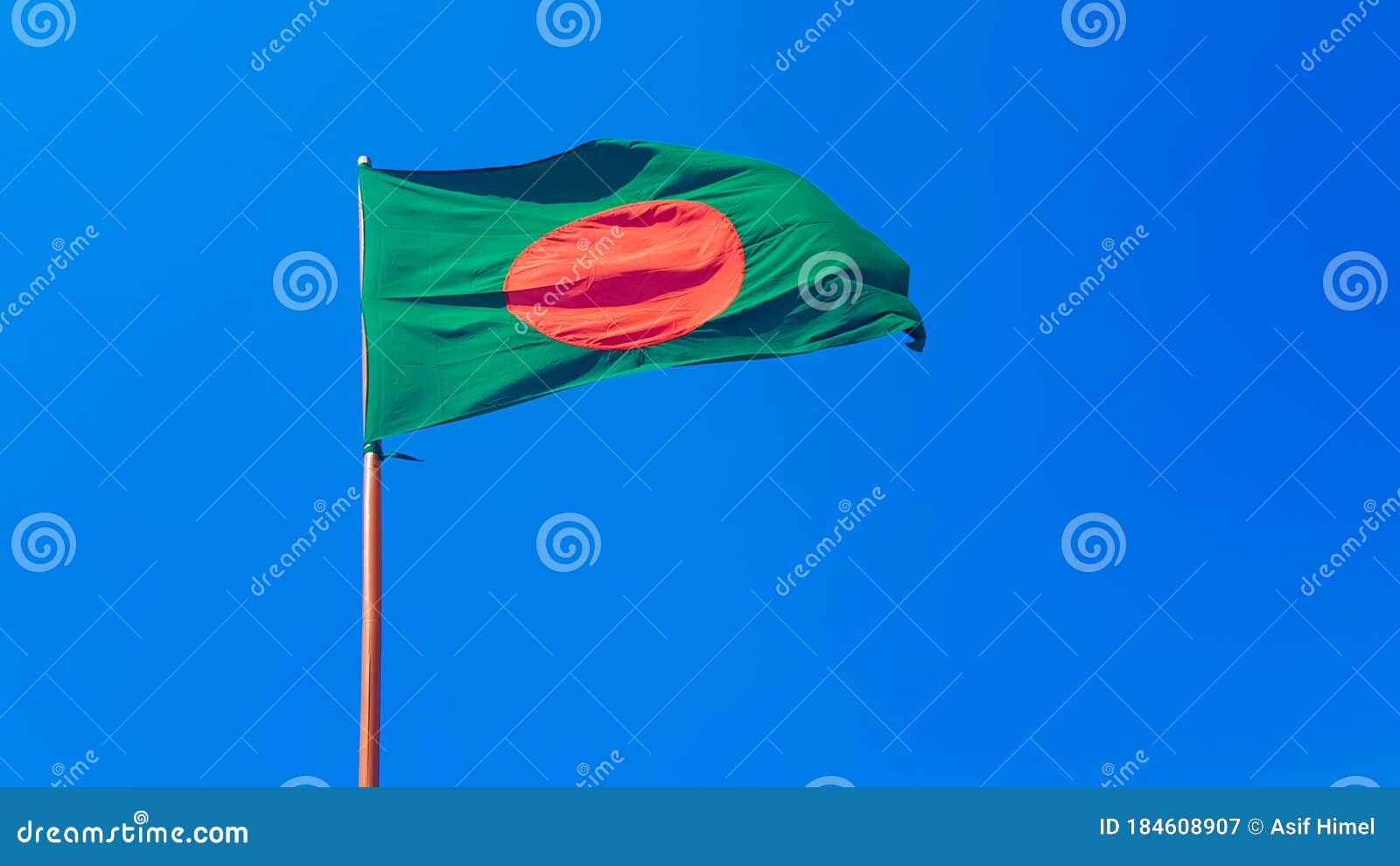 Bangladesh Flag Flying High on a Stand Stock Image - Image of high ...