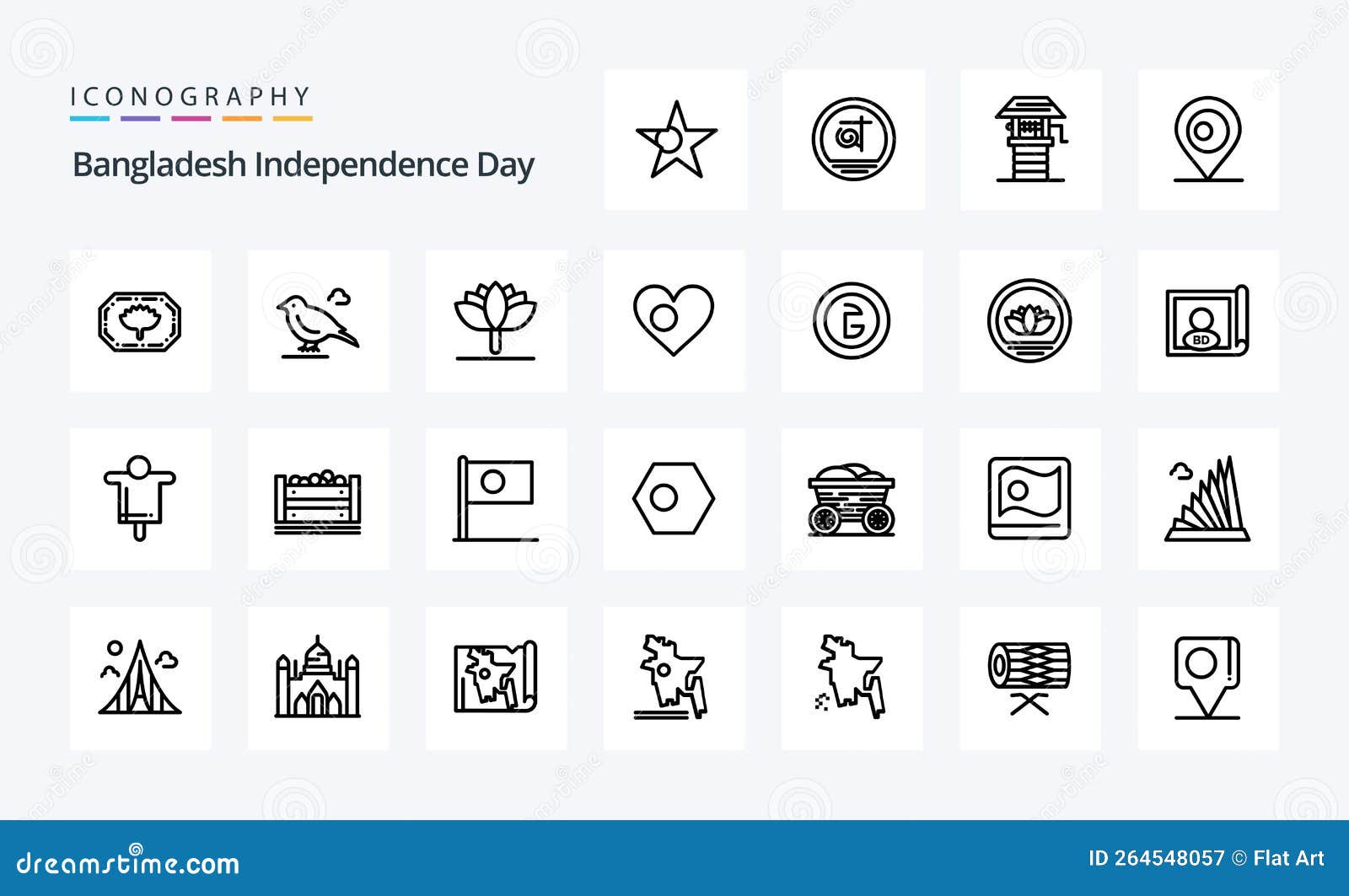 25 Bangladesh Independence Day Line Icon Pack Stock Vector ...