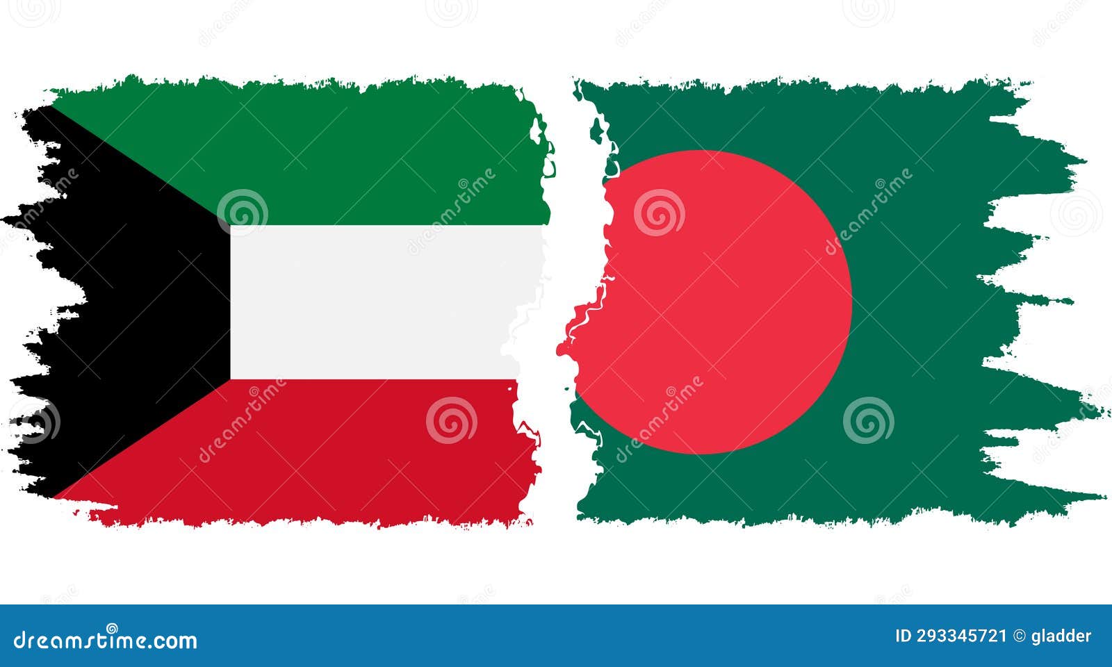 Bangladesh Vs Kuwait Smoke Flags Placed Side By Side. Thick Colored ...