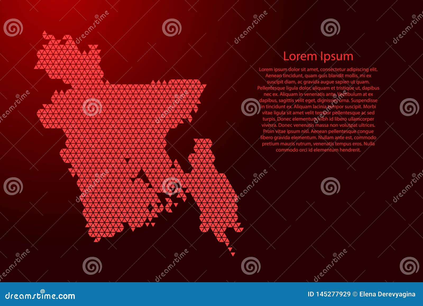 Bangladesh Map Abstract Schematic from Red Triangles Repeating Pattern ...