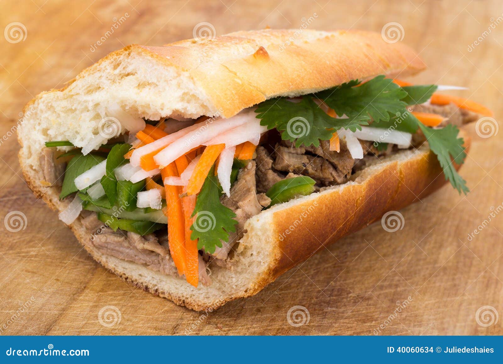 Banh Mi Vietnamese Pork Sandwich Stock Photo - Image of cilantro, dikon ...