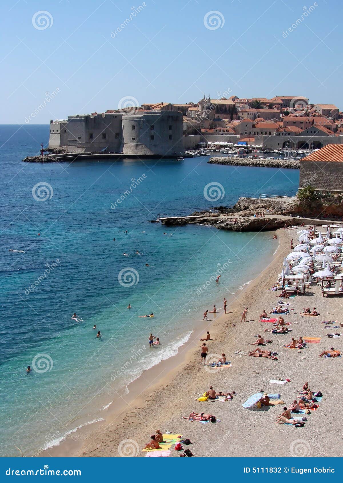 Banje beach Dubrovnik stock photo. Image of sunbathing - 5111832
