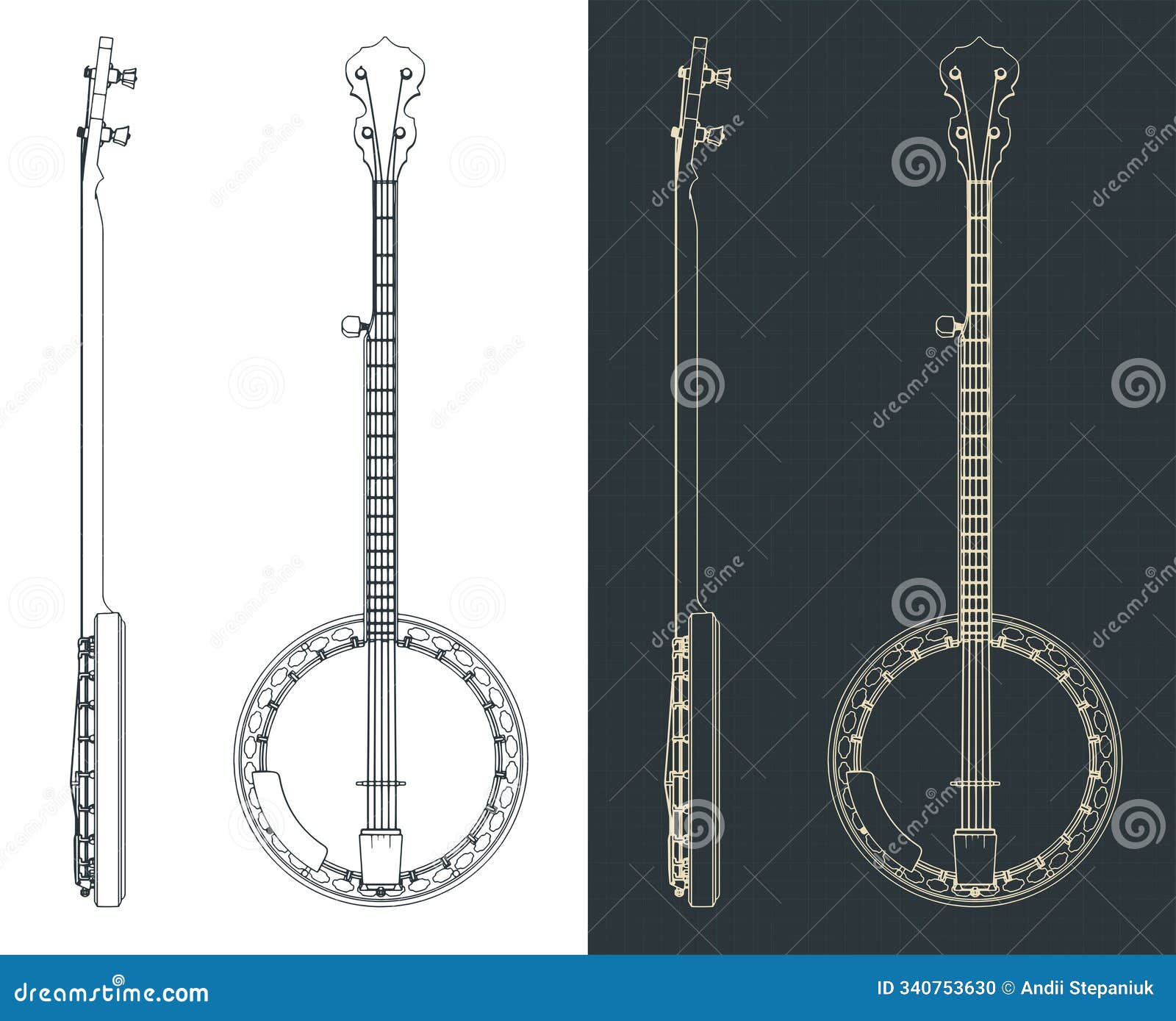 Banjo Blueprints Illustrations Stock Illustration - Illustration of ...