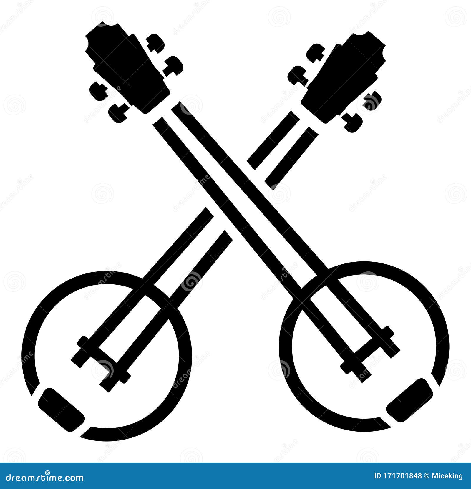 Banjo crossed icon black stock vector. Illustration of band - 171701848