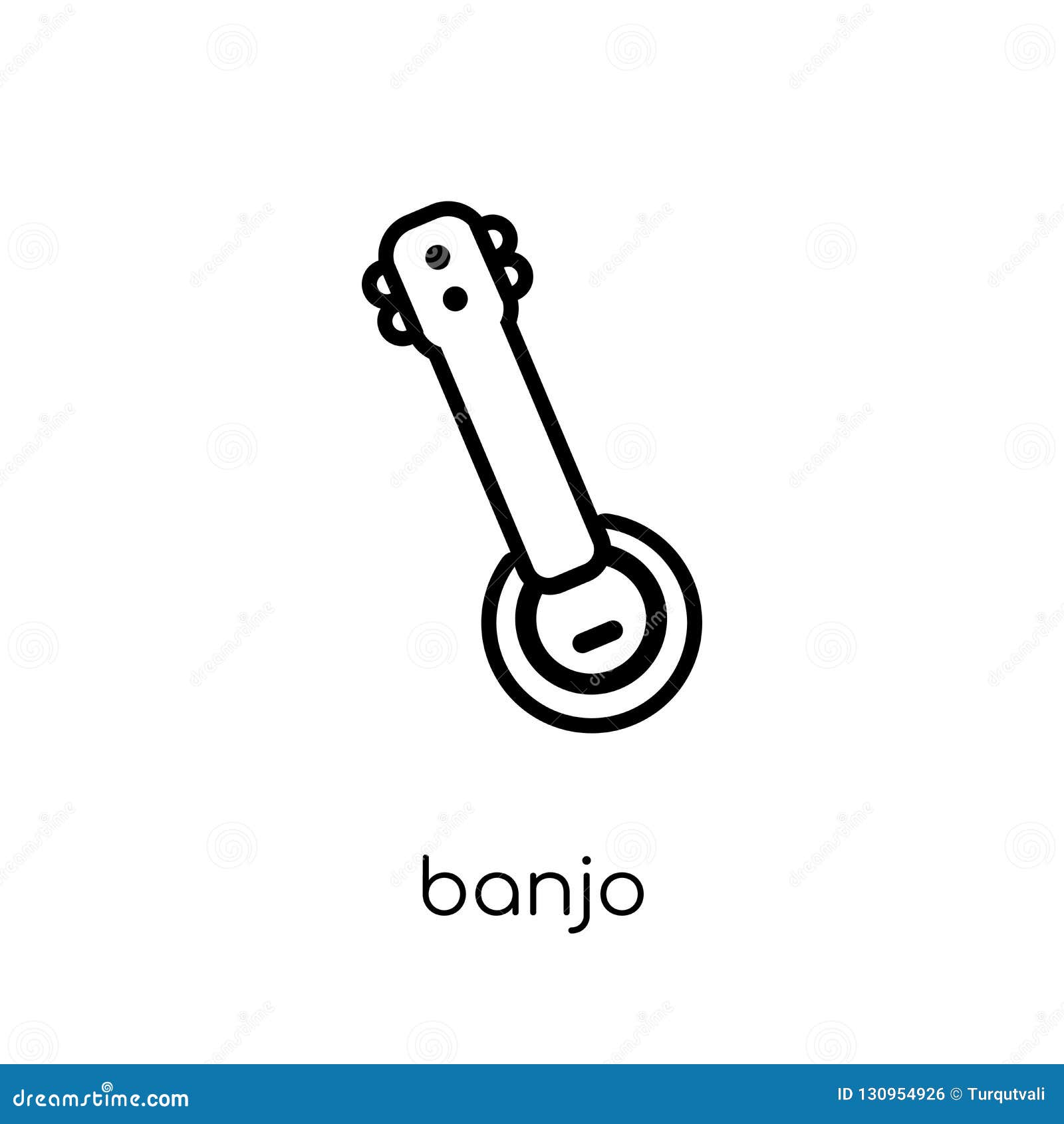 Banjo Icon from Collection. Stock Vector - Illustration of guitar, line ...