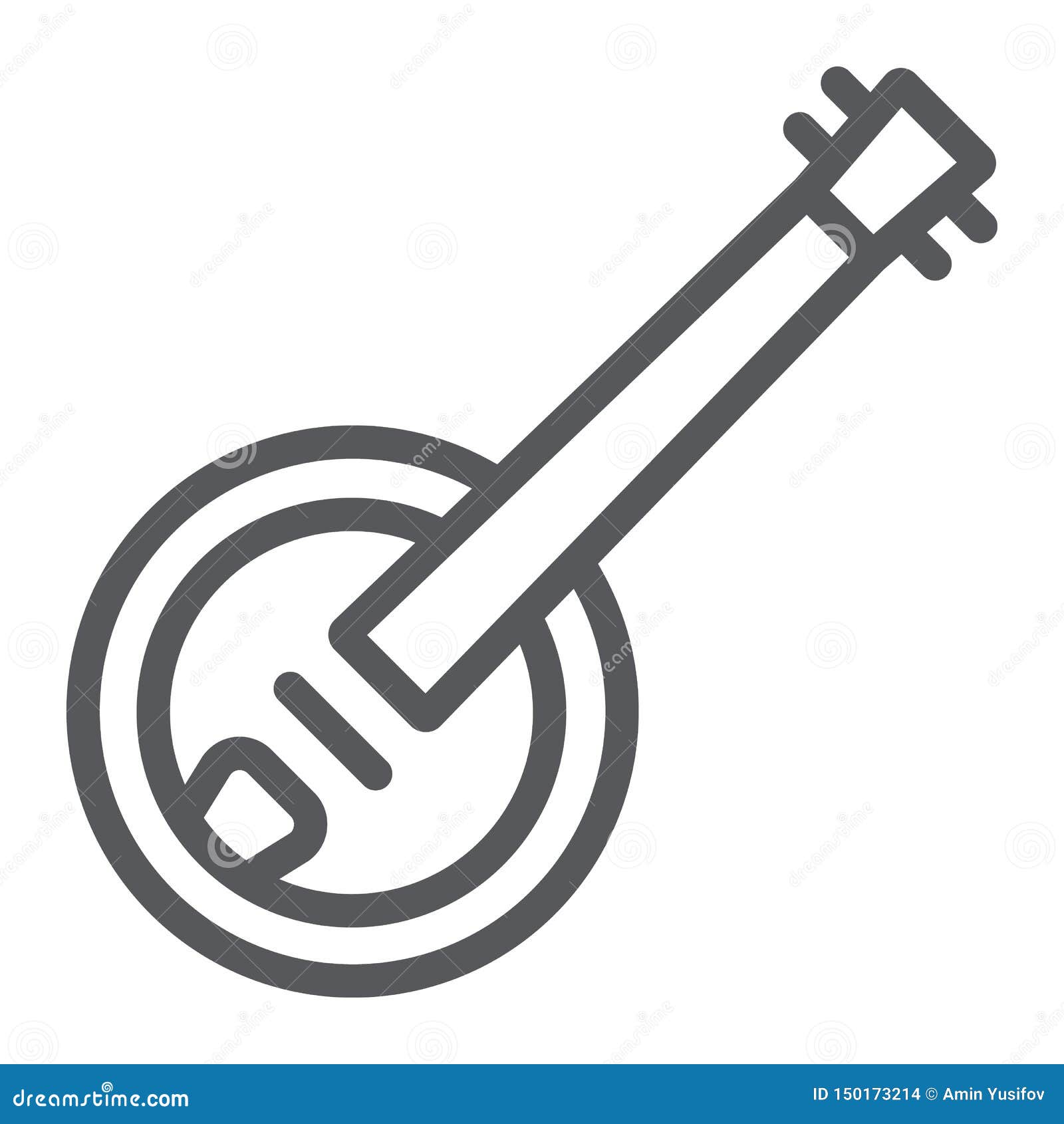 Banjo Line Icon, Music and String, Folk Musical Instrument Sign, Vector ...