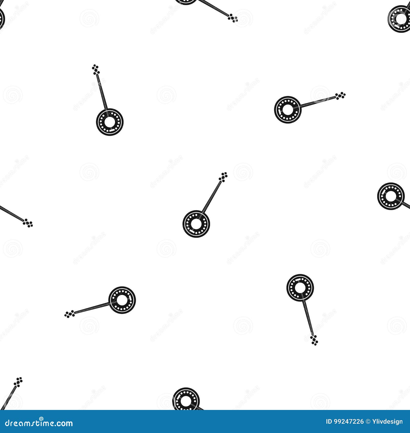 Banjo Pattern Seamless Black Stock Vector - Illustration of instrument ...