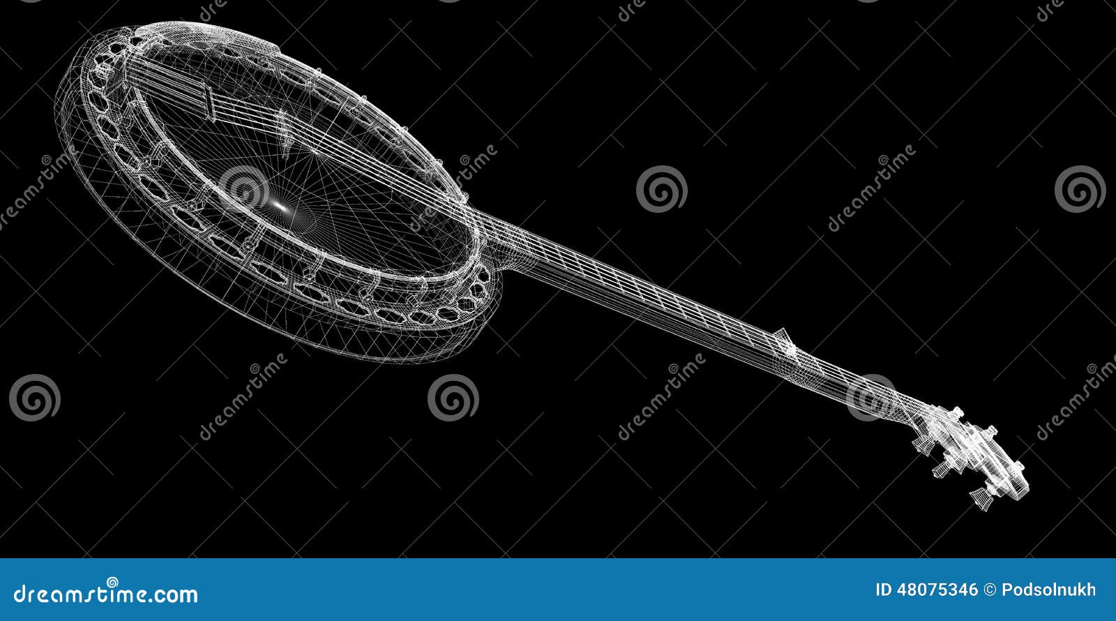 Banjo - 5 string stock illustration. Illustration of model - 48075346