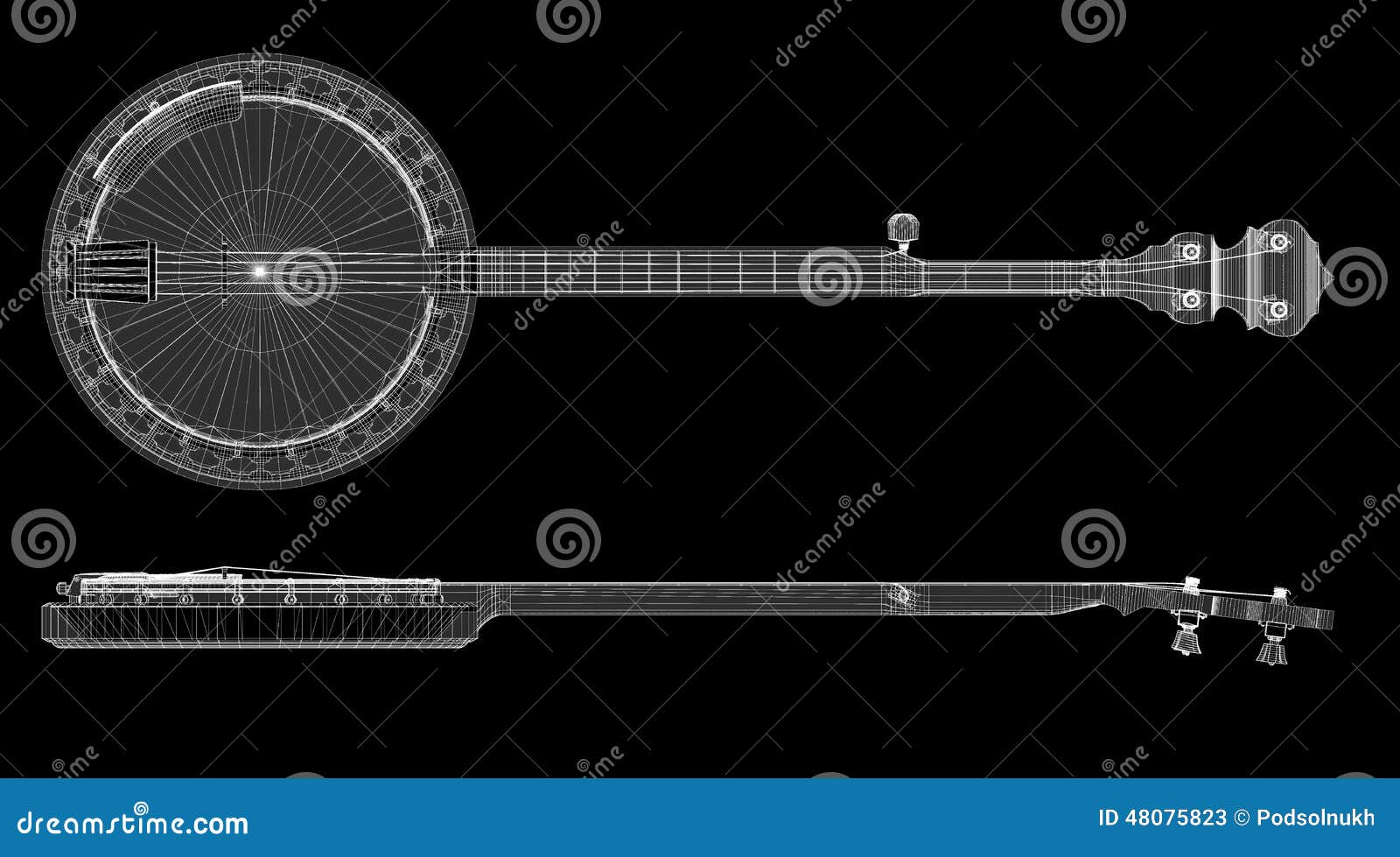 Banjo - 5 string stock illustration. Illustration of classic - 48075823