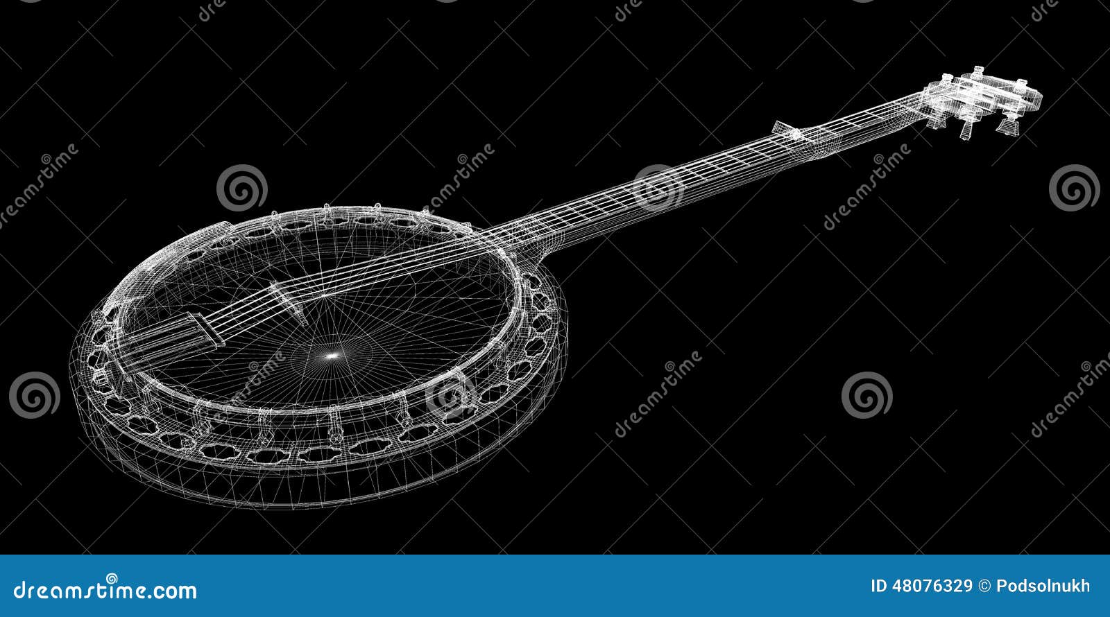 Banjo - 5 string stock illustration. Illustration of musical - 48076329