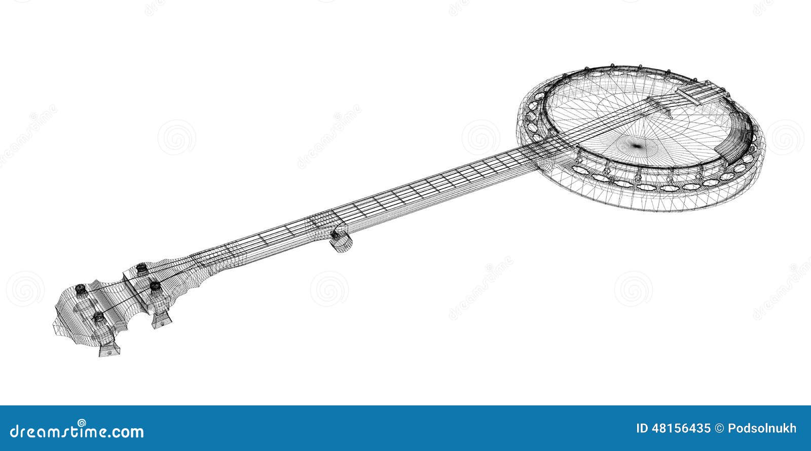 Banjo - 5 string stock illustration. Illustration of fretboard - 48156435