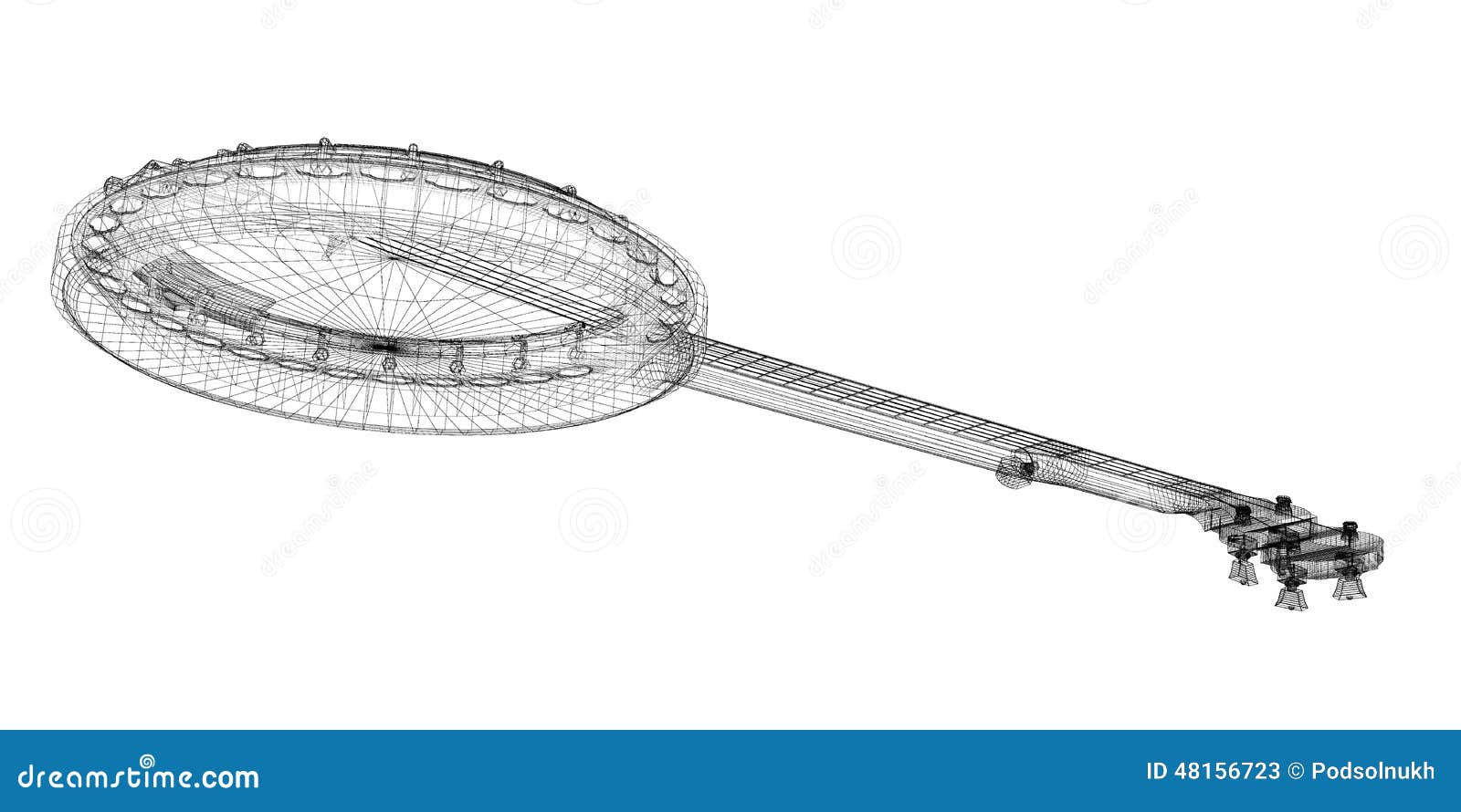 Banjo - 5 string stock illustration. Illustration of musical - 48156723