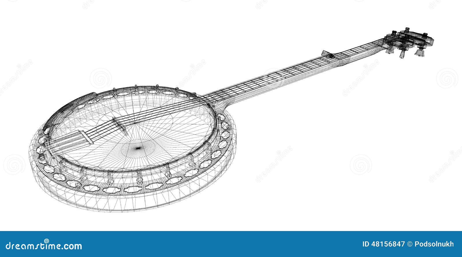 Banjo - 5 string stock illustration. Illustration of body - 48156847
