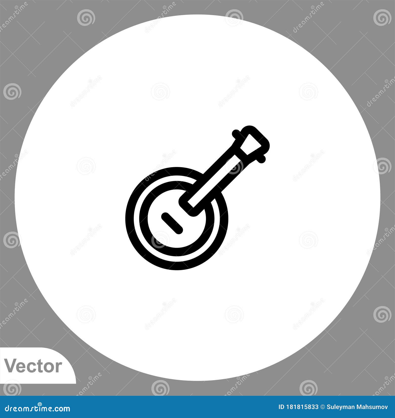 Banjo Vector Icon Sign Symbol Stock Vector - Illustration of five ...
