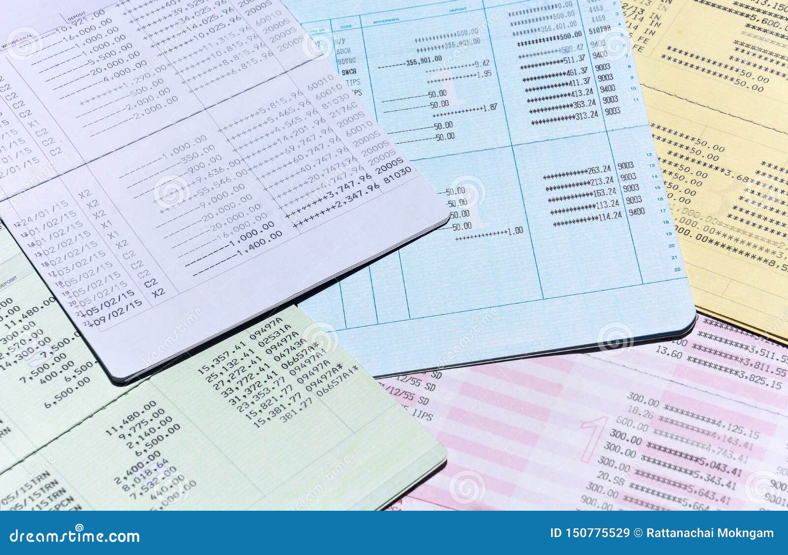 Pile of Colorful Bank Account Passbook for Background, Account and ...