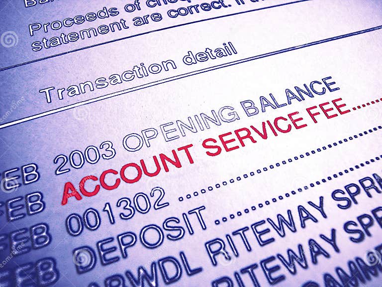 Bank Account Service Fee Statement Stock Illustration - Illustration of ...