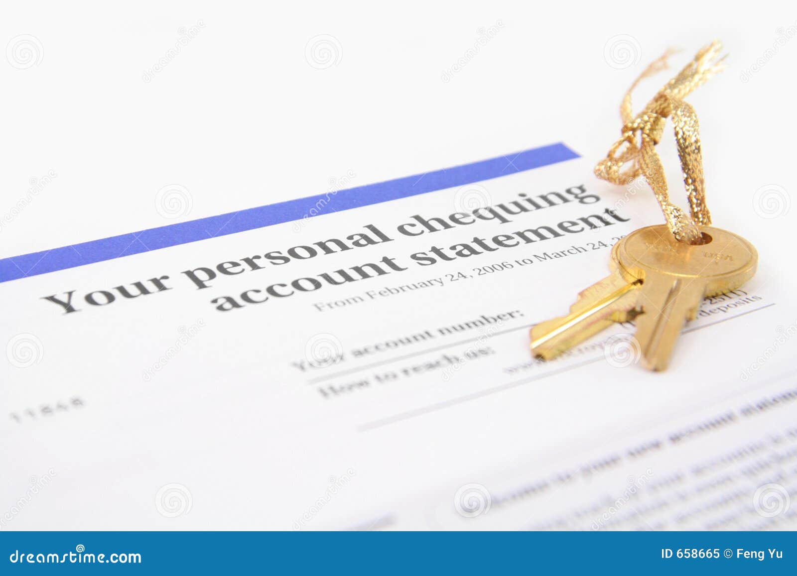 Bank Account Statement and Golden Key Stock Image - Image of unlock ...