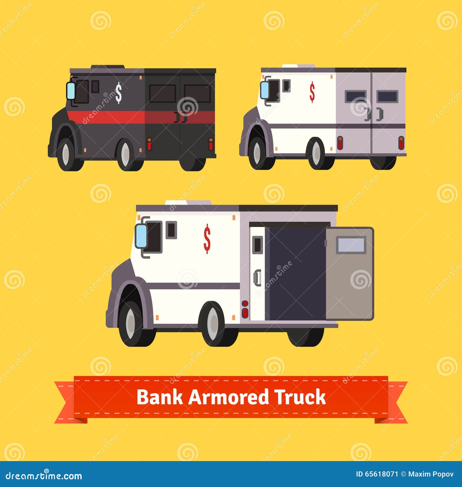Bank Armoured Cars Cartoon Vector | CartoonDealer.com #65618071