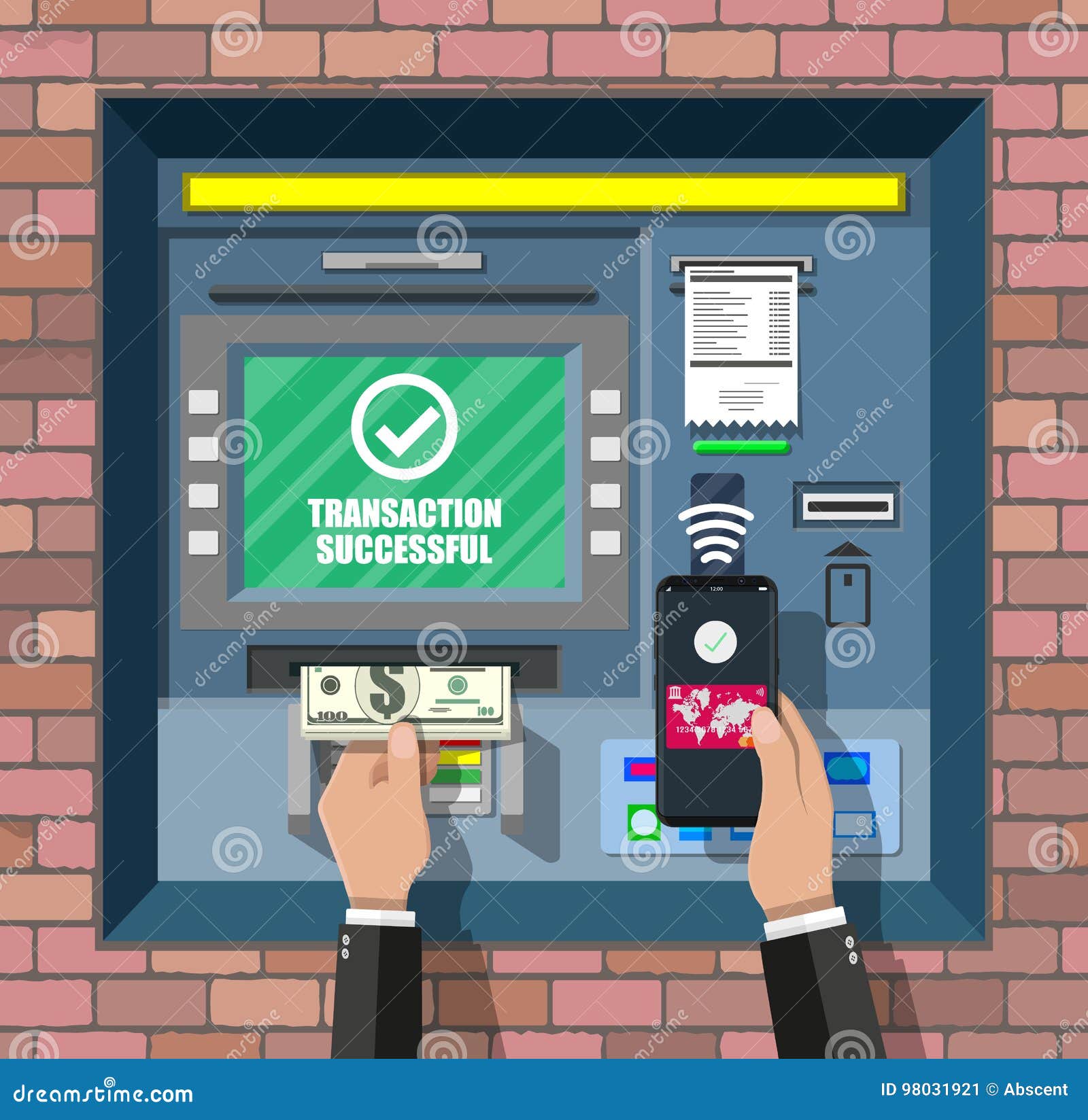 Bank ATM Automatic Teller Machines For Money Withdrawing. The Station ...