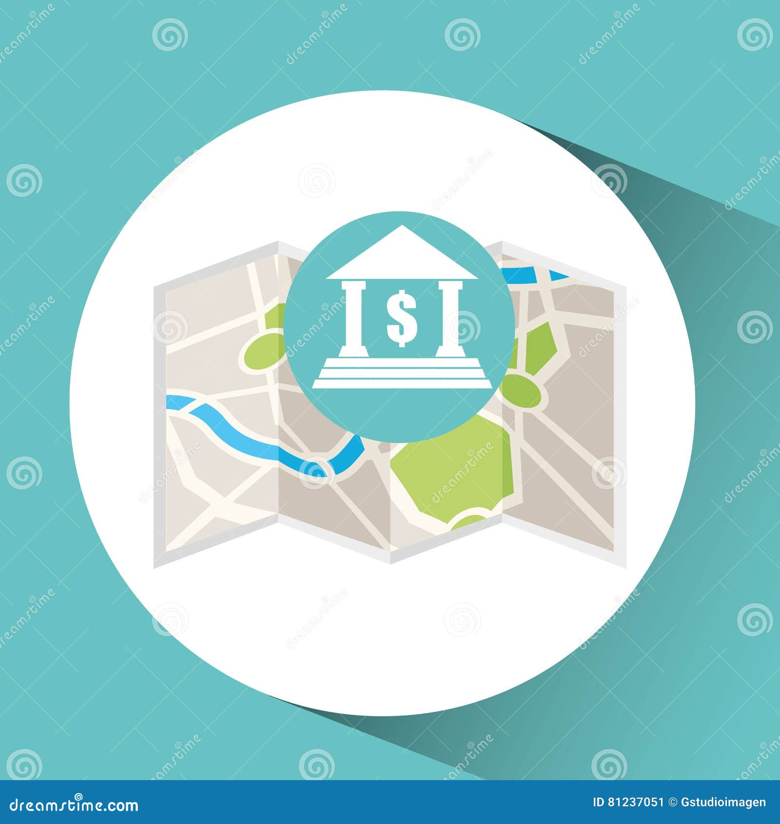 Bank Buiding Map Pin Pointer Design Stock Vector - Illustration of ...