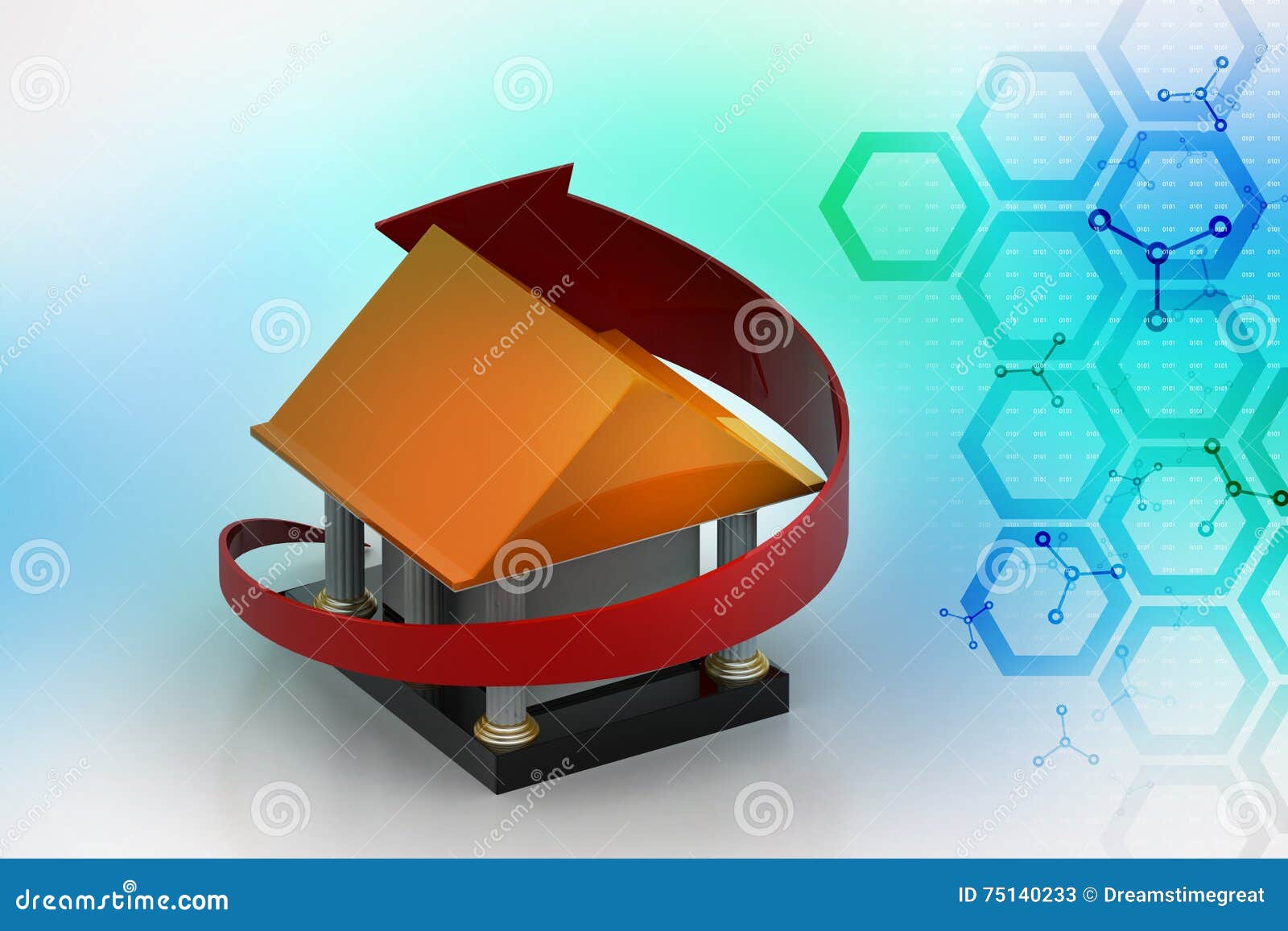 Bank Building with Arrow, Security Concept Stock Illustration ...
